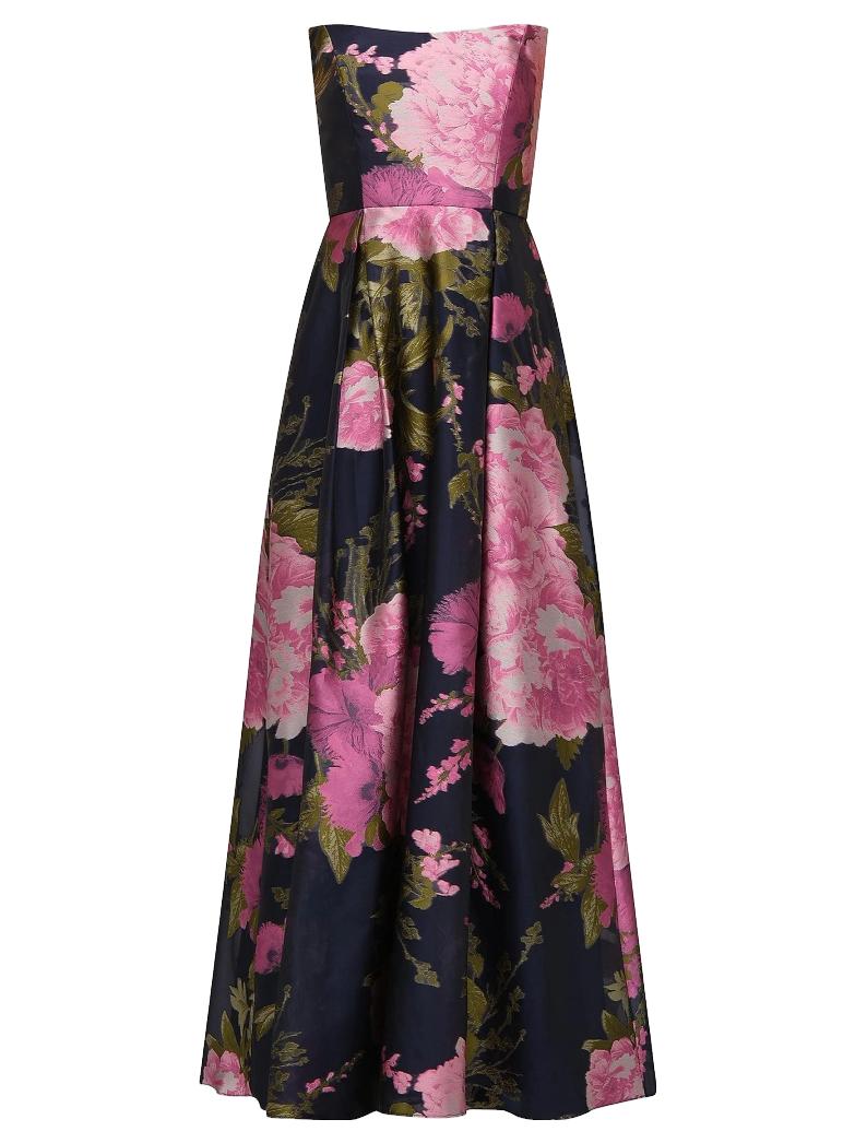 KAY UNGER willow floral metallic organza gown